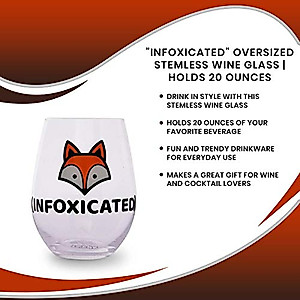 "Infoxicated" Oversized Stemless Wine Glass | Holds 20 Ounces