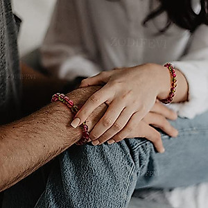 ZODIFEVI 8MM Genuine Watermelon Tourmaline Gemstone Beads Stretchy Bracelet 7.5'' (Watermelon Tourmaline, Medium)