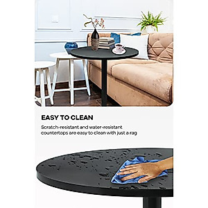 NChanmar Bar Table Round Pub Table Cocktail Bistro High Table with Black Top and Base for Home Kitchen Small Spaces
