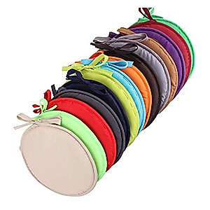 WEIGE Round Restaurant Chair Chair Cushions 2-Pack with Ties Universal seat Cushions Indoor Outdoor Cushions Garden Kitchen-Dark Brown 38x38cm (15x15in)