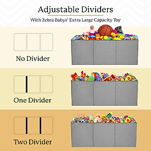 Kids Toy Chest for Boys & Girls - Stylish Versatile Stuffed Animal Holder & Toddlers Toy Organizer Makes Play Room Organization Easy - Made with Strong PP Board - Gray bin with Cationic Fabric