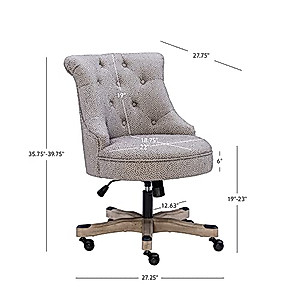 Linon Talia Office Chair, Gray 28.25D x 27.25W x 35.75H Inch