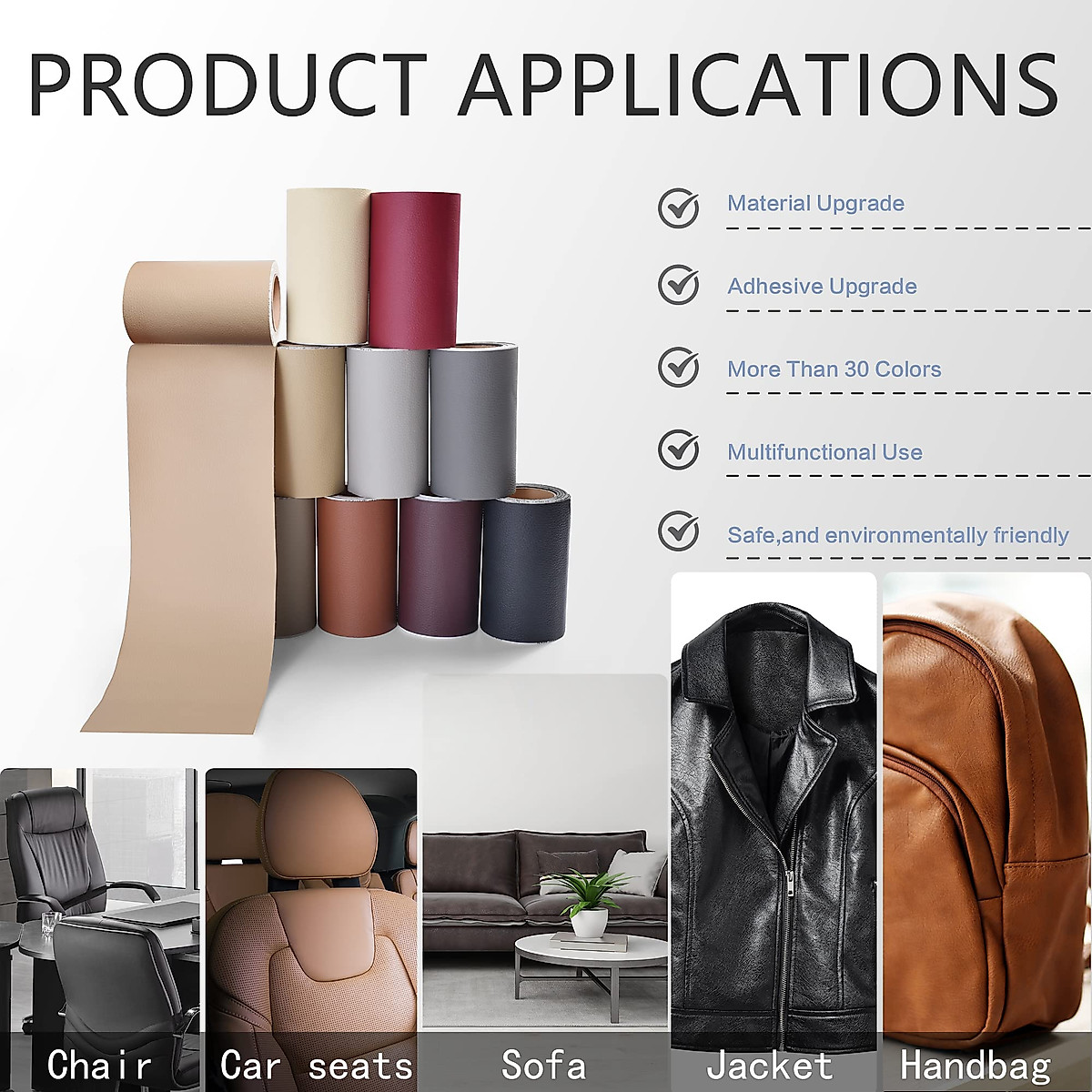 YAFCL Leather Repair Patch for Furniture, 4" x 63" Leather Repair Tape self Adhesive, Leather Repair Patch for couches car seat Sofa Jackets Handbags Medium Beige