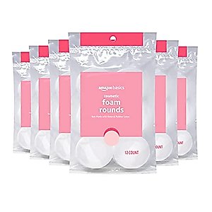 Amazon Basics Cosmetic Foam Rounds 12ct, Pack of 6 (Previously Solimo)