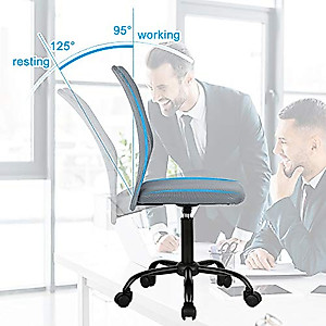Simple Office Chair, Mesh Office Chair Armless Home Office Desk Chair Adjustable Computer Chair Task Rolling Swivel Chair for Working,Meeting,Reception Place, Grey