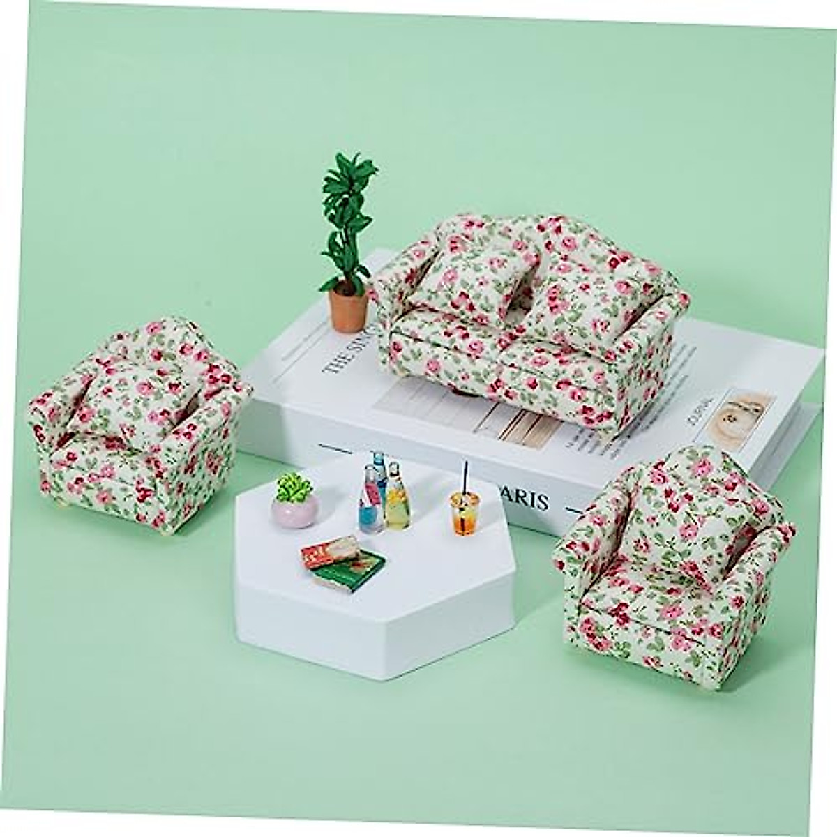 Homoyoyo Mini Sofa Bench Pillow Floral Pillow Daybed Pillows Mini House Furniture Sofa Decoration Mini Sofa Exquisite Mini Sofa Model Wooden Mini House Supply Decorative Mini Sofa Fine Baby