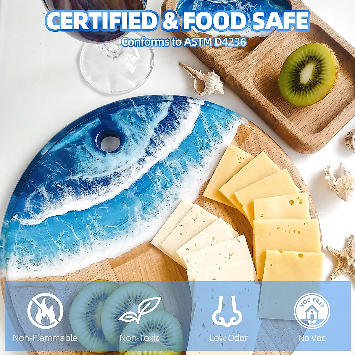 Epoxy Resin, Upgrade Formula 32OZ 2X UV Resistant Resin, Epoxy Casting and Coating Resin Kit with Sticks, Self Leveling Easy Mix for Art, Crafts, Jewelry Making, River Tables of Art Resin