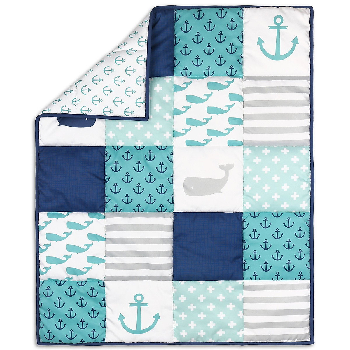 Nautical 4 Piece Whales Baby Crib Bedding Set