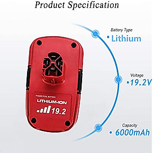 Forrat 6.0Ah 19.2 Volt Replacement for Craftsman 19.2V Lithium Battery Compatible with Craftsman 19.2 Volt DieHard C3 Battery 130279005 11375 1323903 130211004 11045 315.113753 315.115410 315.11485