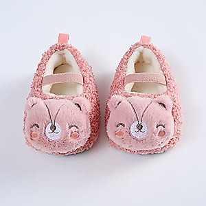 Lykmera Winter Children Baby Toddler Shoes Boys Girls Floor Shoes Flat Bottom Non Slip Plush Warm Cartoon Fleece Slippers (B, 3-6 Months)