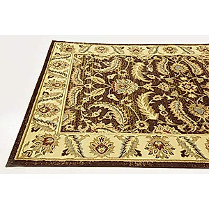 Unique Loom Voyage Collection Traditional Oriental Classic Intricate Floral Design Area Rug, 5 ft x 8 ft, Brown/Gold