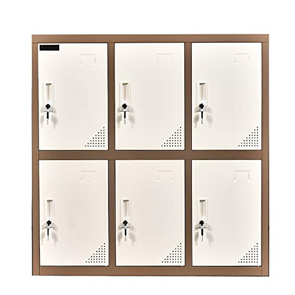 MAYROY Metal Locker Office Storage Locker Home Steel Locker School Storage Organizer, Storage Cabinet for Kids Students Employee (White, W6D)