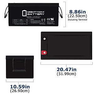 Mighty Max Battery 24V 500Ah AGM Deep Cycle Battery for Bank OffGrid Solar Wind - 4 Pack