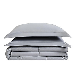 London Fog Garment Washed Solid Comforter Set Grey Microfiber 2-Piece Twin XL Comforter Set, Solid Themed, Adult and Teen, Oeko-TEX Certified