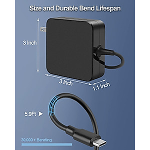 65W USB C Charger,PD Wall Power Adapter Compatible for MacBook Pro, Dell XPS, Chromebook, Lenovo, Huawei Matebook, HP Spectre, Acer and Any Laptops or Smart Phones with USB C