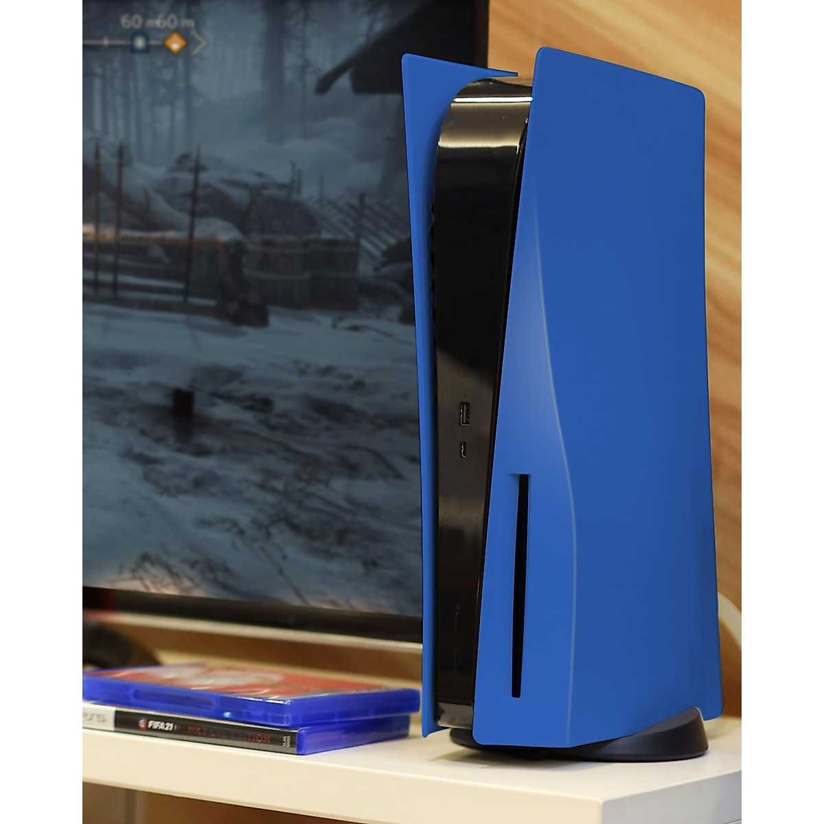 Joso Faceplate for PS5 Disc Edition, Anti-Scratch Dustproof Case Replacement, Cover Skin Fit for PS5 Console (CD-ROM), Plates for PS5 Accessories, Easy Installation - Blue