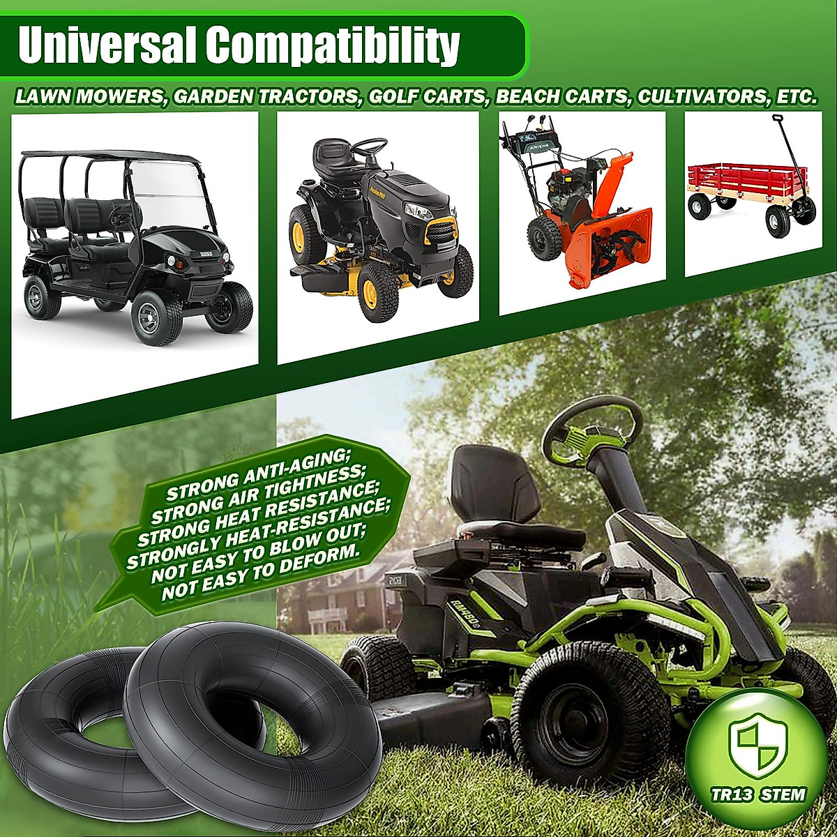 20x8.00-8 Inner Tubes, 20x10x8 Inner Tube, 20x8x8 Tube for Lawn Mower, Tractor, Golf Cart, Garden Carts, Hand Trucks, Garden Trailer, Snow Blower, Wheelbarrow, with TR13 Straight Valve Stem (2 Pack)