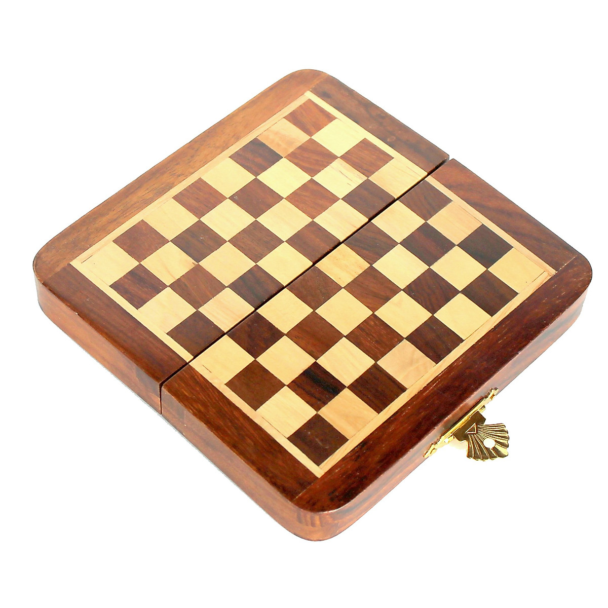 StonKraft - 7" x 7" - Wooden Travel Folding Small Chess Game Board Set + Wooden Magnetic Crafted Pieces