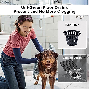 4-1/4" Square Shower Floor Drain with Black Matte Strainer(Checkered