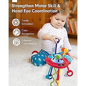 Montessori Toys for 1 Year Old Boy Gifts - Baby Toys 12-18 Months Silicone Pull String Toys for 1 Year Old Girl Gifts Travel Toys Sensory Toys for Toddlers 1-3 1st One Year Old Boy Birthday Girl Gifts