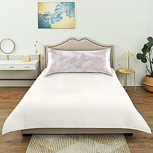 Blueangle Rose Gold Marble Satin Pillowcase for Hair and Skin Silk Pillowcase, Queen Size(20x30 inches) - Satin Pillow Covers with Envelope Closure