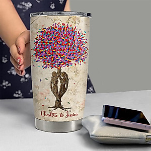 SANDJEST Personalized Best Friend Tumbler Bestie Tree 20oz 30oz Tumblers with Lid Gift for Women Girl Best Friends Besties Soul Sisters Christmas Birthday