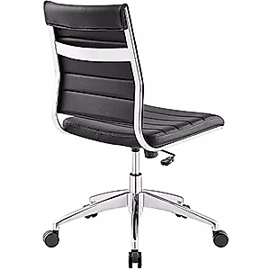 Modway Jive Ribbed Armless Mid Back Swivel Conference Chair In Black