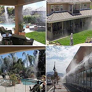 VICKERT Misting Cooling System, 33FT (10M) Misting Line + 8 Brass Mist Nozzles + a Brass Adapter(3/4") Outdoor Mister for Patio Garden Greenhouse Trampoline for waterpark