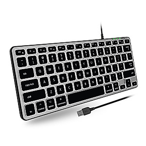 Macally Backlit Wired Keyboard for Mac | Compatible Apple Keyboard (Small and Compact) Comfortable All Day Typing USB Keyboard for MacBook Pro/Air, iMac, Mac Mini/Pro (Space Grey)