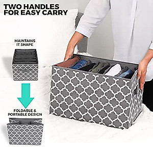 DABROSI Wardrobe Clothes Organizer for Folded Clothes - Pants Organizer - Jean Organizer for Closet (2 pack 6-grid Large)