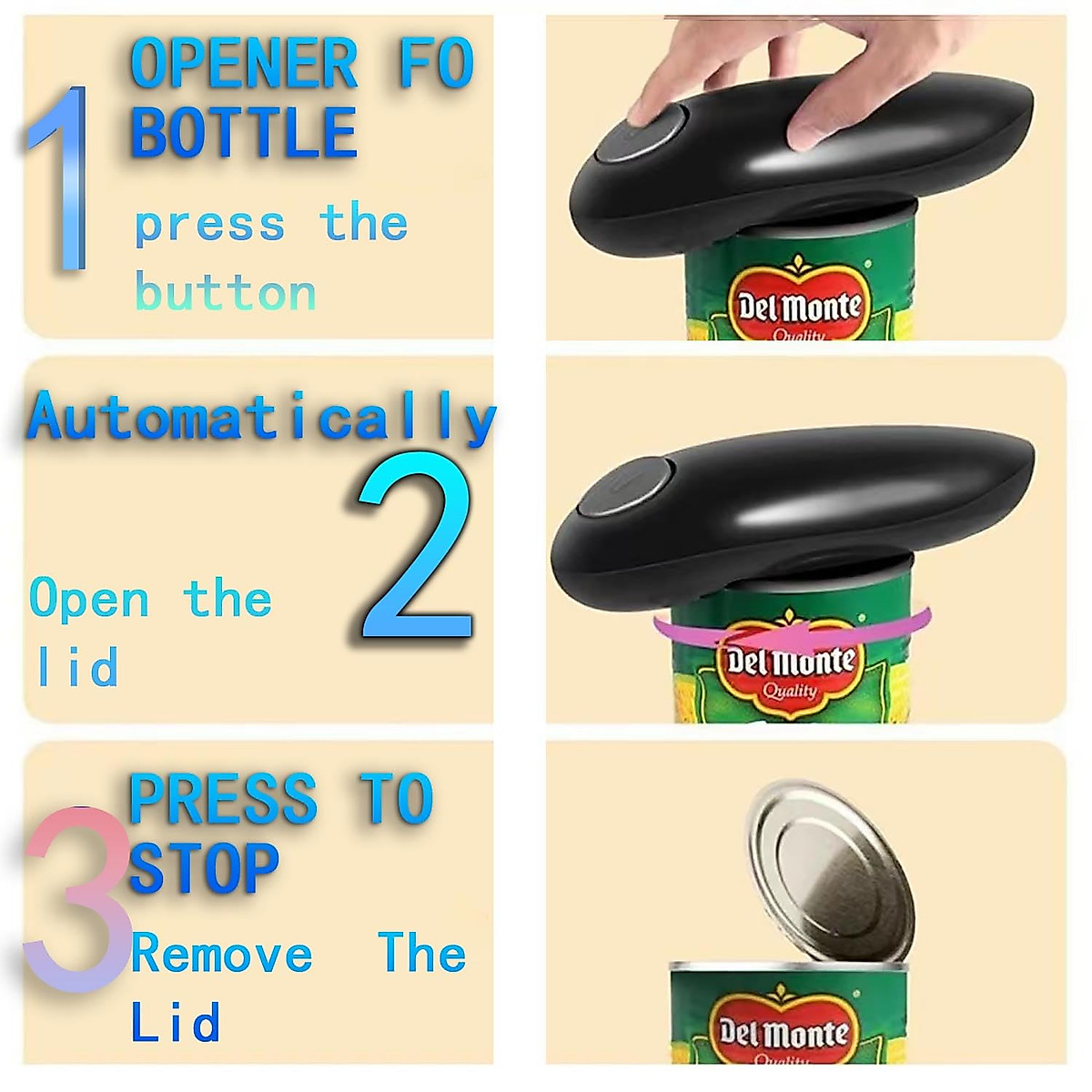 3.0 Upgrade automatic Can Opener One-Touch Start controlled Electric Can Opener Smooth Edge,Electric Can Openers For Seniors, Arthritis, Electric Can Openers For Kitchen Food-Safe And sturdy(Black)