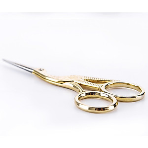 BIHRTC 4.5" Stainless Steel Sharp Tip Classic Stork Scissors Crane Design Sewing Scissors DIY Tools Dressmaker Shears Scissors for Embroidery, Craft, Needle Work, Art Work & Everyday Use (Gold)