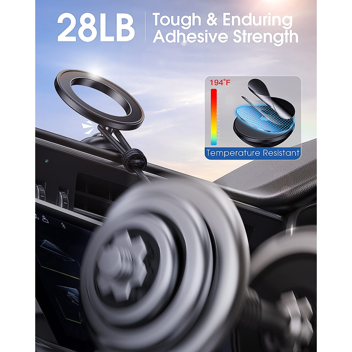 CASEKOO Car Phone Holder, Innovative Magkoo Magnetic Car Mount Smaller Simpler and More Convenient, Compatible with Magsafe 360° Rotatable Fits All Phones & Cases