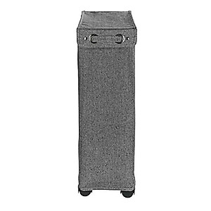 WENKO Slim Laundry Basket with Wheels, Thin Laundry Hamper, Rolling Laundry Bin with Lid, Space Saving Narrow Laundry Hamper for dirty Clothes Storage, 23.6 x 15.8 x 7.3 in, Gray