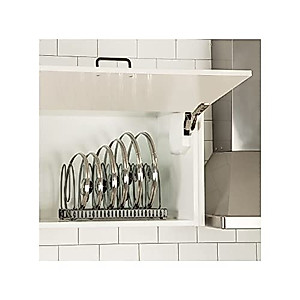 10+ Pot lid organizer for Cabinet - BTH Pot Lid Organizer Holder with 10 Adjustable Compartments - Anti-Scratch Padding - Ideal for Cookware, Bakeware, and Frying Pan Racks (Dark Grey)