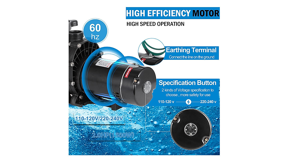 TOPDEEP 2HP Pool Pump Inground, Self Primming pool pump above ground ...