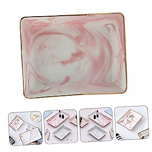 NOLITOY 1pc Marble Storage Tray Necklace Ring Holder Porcelain Jewelry Trinket Tray Necklace Display Dish Trinket Dish Perfume Tray Desk Tray Jewelry Plate Decorate Earrings Miss Ceramics
