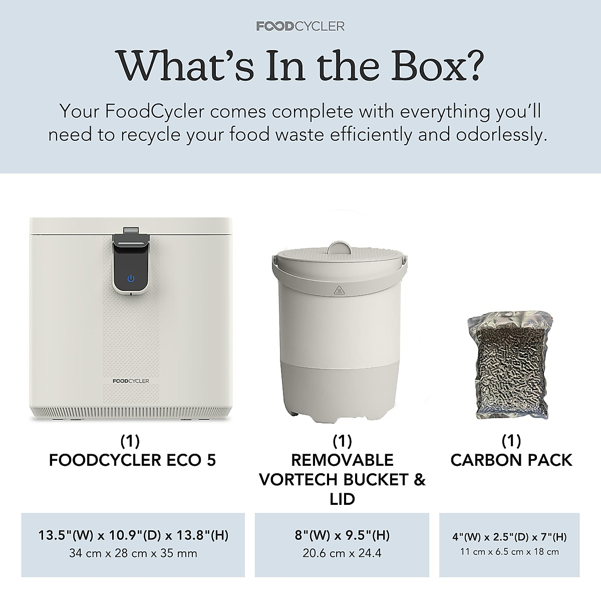 Eco 5 FoodCycler by Vitamix, Quiet, Odorless Food Waste Reducer, 5 Liters, White