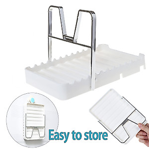 GuoGuo Wu Multifunctional Lid and Spoon Holder for Kitchen, Foldable Spatula/Ladle/Spoon Rest for Countertop and Stove Top, Multifunctional Holder for ipad, phone, Water Cup - White, 1 Pack