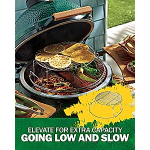 BBQ Expander Rack Kit, Big Green Egg Grill Accessories Large - Includes 2-Piece Multi-Function Rack, 1-Piece Conveggtor Basket, 2 Half-Moon Grids, Heavy-Duty Stainless