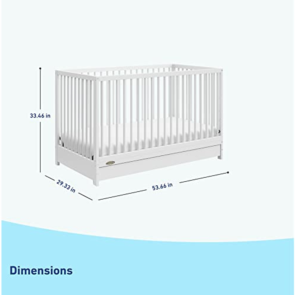Graco Teddi 5-in-1 Convertible Crib with Drawer (White) – GREENGUARD Gold Certified, Crib with Drawer Combo, Full-Size Nursery Storage Drawer, Converts to Toddler Bed, Daybed and Full-Size Bed
