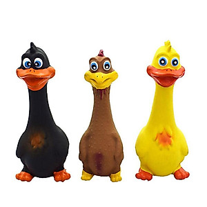 Gazechimp 2Pcs Shrilling Screaming Rubber Chicken Pet Dog Toy Squeaker Chew Gifts