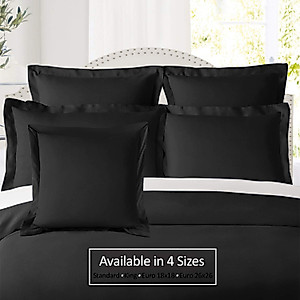 Nestl Soft Pillow Shams Set of 2 - Double Brushed Microfiber Pillow Covers - Hotel Style Premium Bed Pillow Cases, with 1.5” Decorative Flange, King 20"x36" - Black