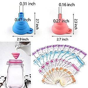 42Pcs Reusable Mason Jar Zipper Bags & Silicone Telescopic Funnel Set Multi-Size Mason Jar Zipper Bags, Food Storage Bags Fresh-Keeping Storage Bags, Leak-Proof Zipper Bags for Kitchen Travel Camping Picnic