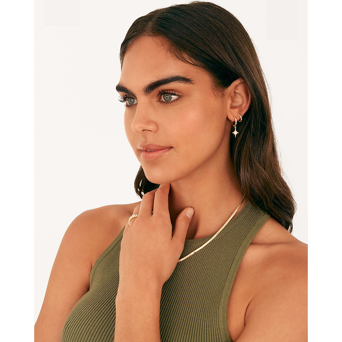 PAVOI 14K Yellow Gold Plated S925 Sterling Silver Post Lightweight Drop Dangle Huggie Hoop Earrings for Women | Dainty Star Earrings