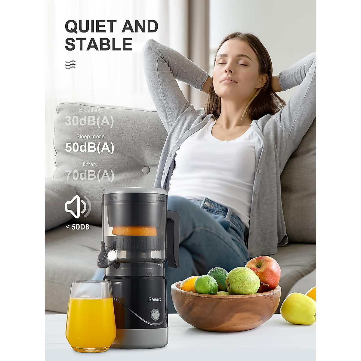 lectric Citrus Juicer, Reemix Full-Automatic Orange Juicer Squeezer for Orange, Lemon, Grapefruit, Citrus Juicer with Cleaning Brush, Easy to Clean and Use (Black)