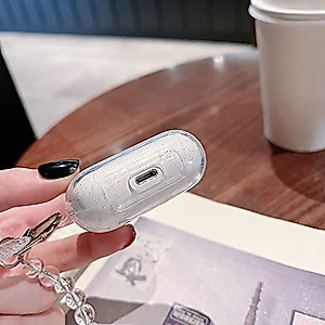 Ownest Compatible for AirPods Case, Cute Butterfly Pattern Clear Soft TPU Shockproof Cover Case Glitter with Keychain for Women Girls for AirPods 2&1-White