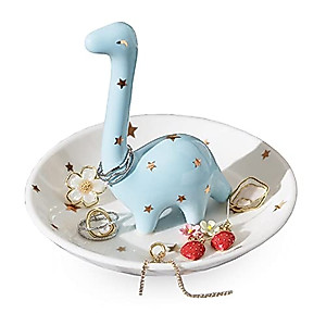 PUDDING CABIN Dinosaur Ring Holder for Jewelry, Christmas Gifts for Women Girls Birthday Wedding Graduation Valentines Bday Gift, Jewelry Dish Tray for Rings Bracelets Necklace Organizer