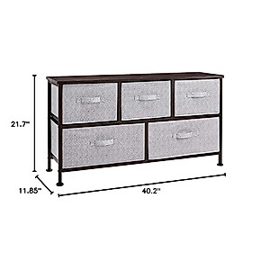 Amazon Basics Extra Wide Fabric 5-Drawer Storage Organizer Unit for Closet, Bronze