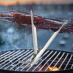 Quantfire Grill Grate Lifter Gripper, Stainless Steel Grate Grabber, Grill Grate Lifter Tool for Big Green Egg,Kamado Joe,Charcoal Grill Smoker,Weber,Primo,Grill Dome
